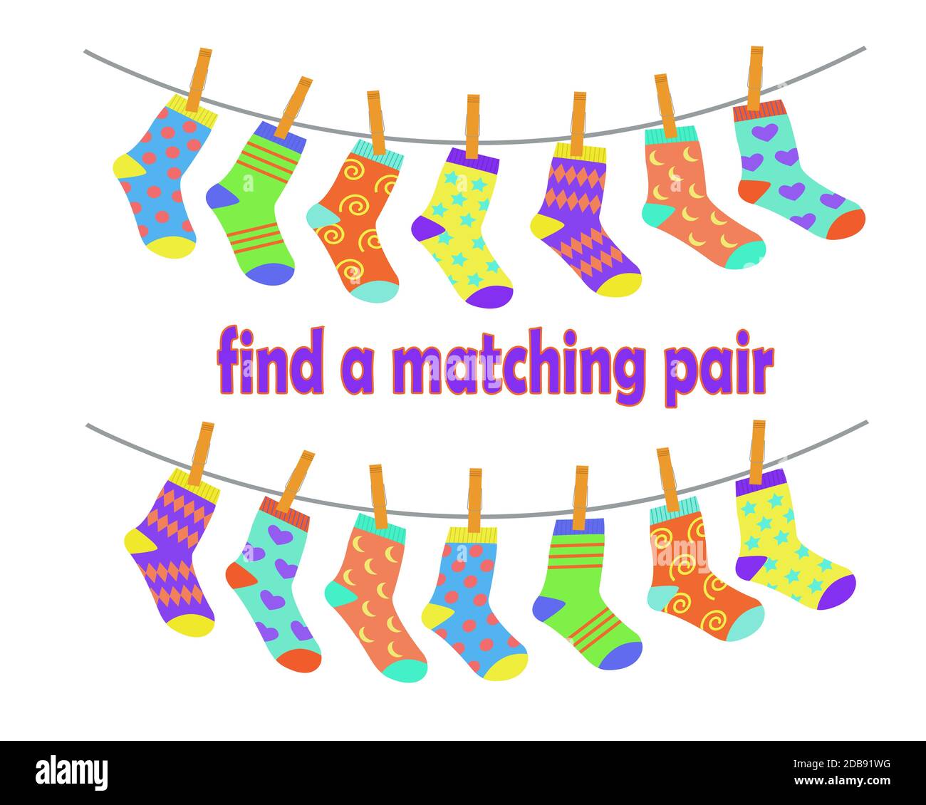 Find a pair of matching socks. Children education logic game. Vector ...