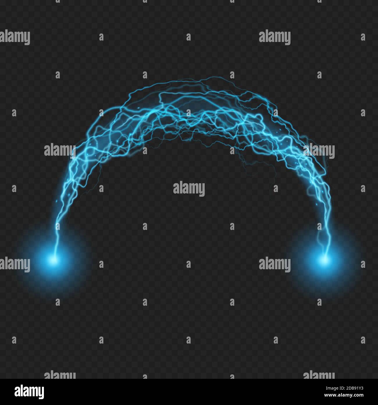 Lightning flash discharge of electricity on transparent background ...