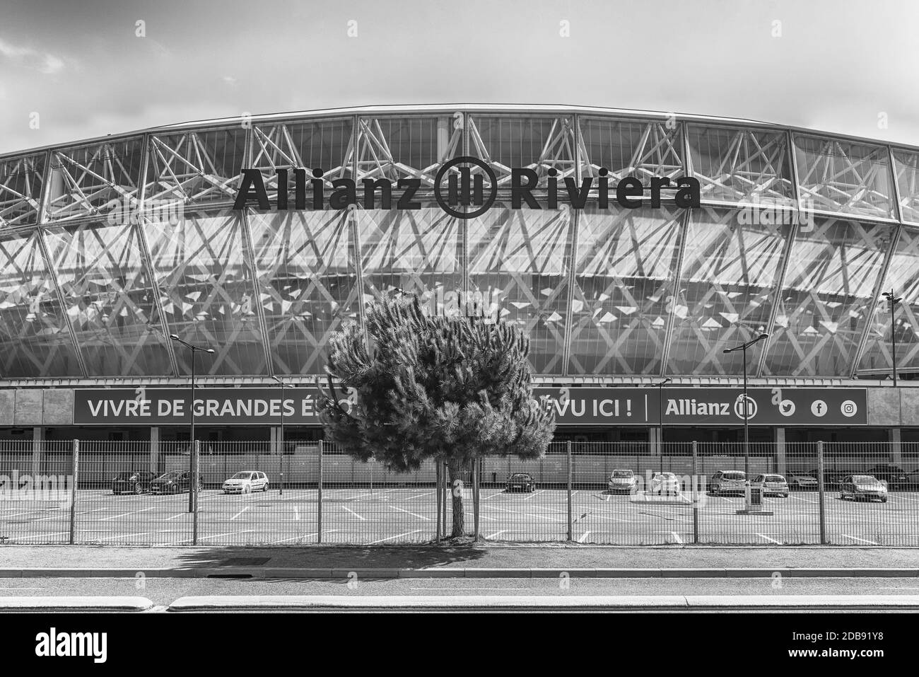 NICE, FRANCE - AUGUST 16: Exterior view of Allianz Riviera Stade de ...