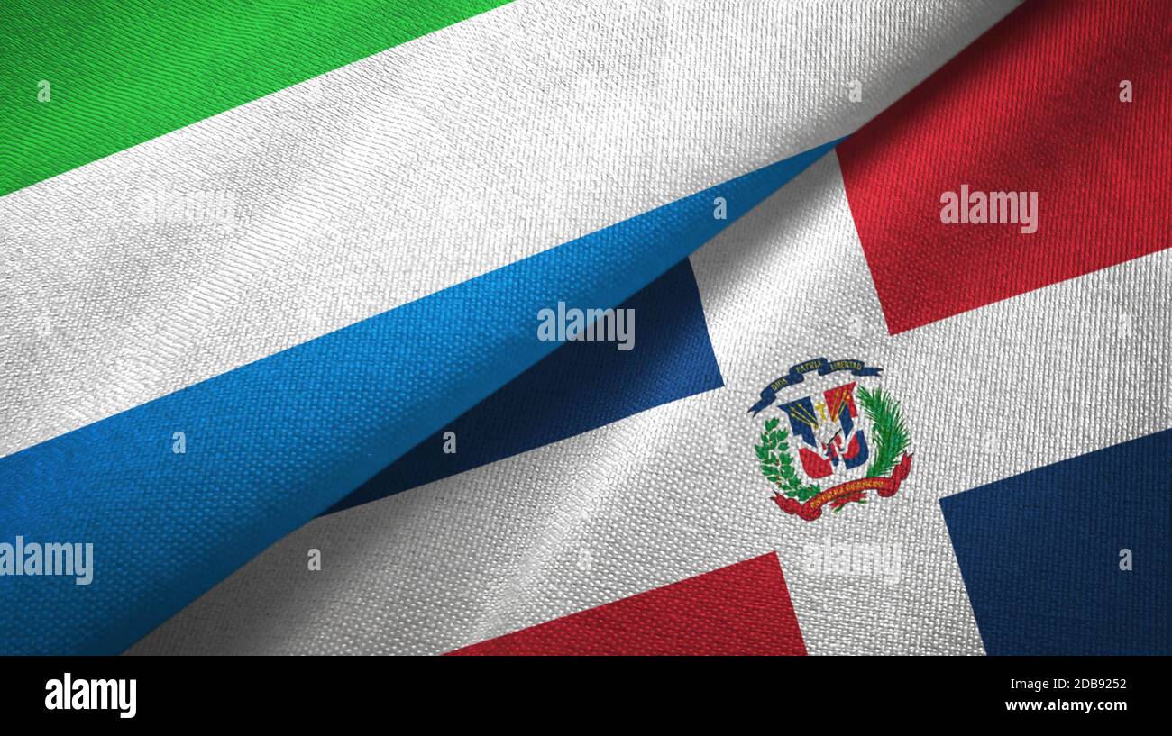 Sierra Leone and Dominican Republic two flags textile cloth, fabric ...