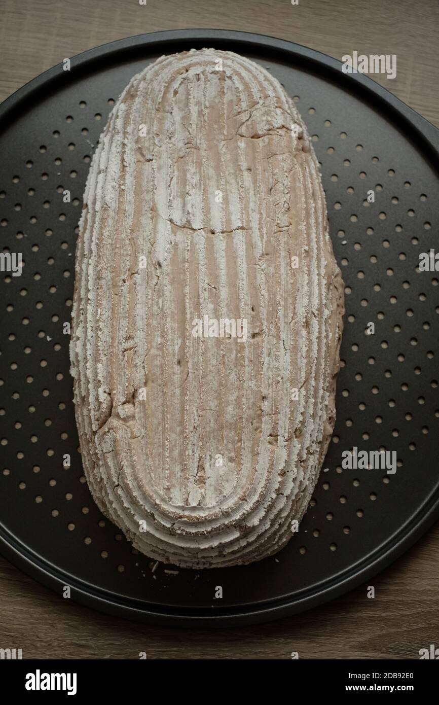 Raw rye dough bread from above on sheet Stock Photo - Alamy