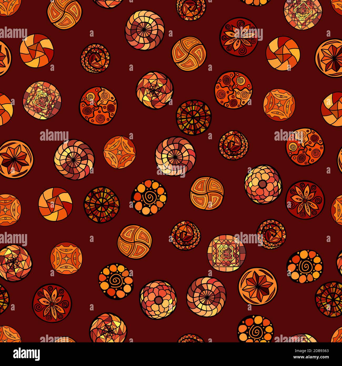 hand drawn ethnic seamless pattern with ornate circles Stock Photo - Alamy