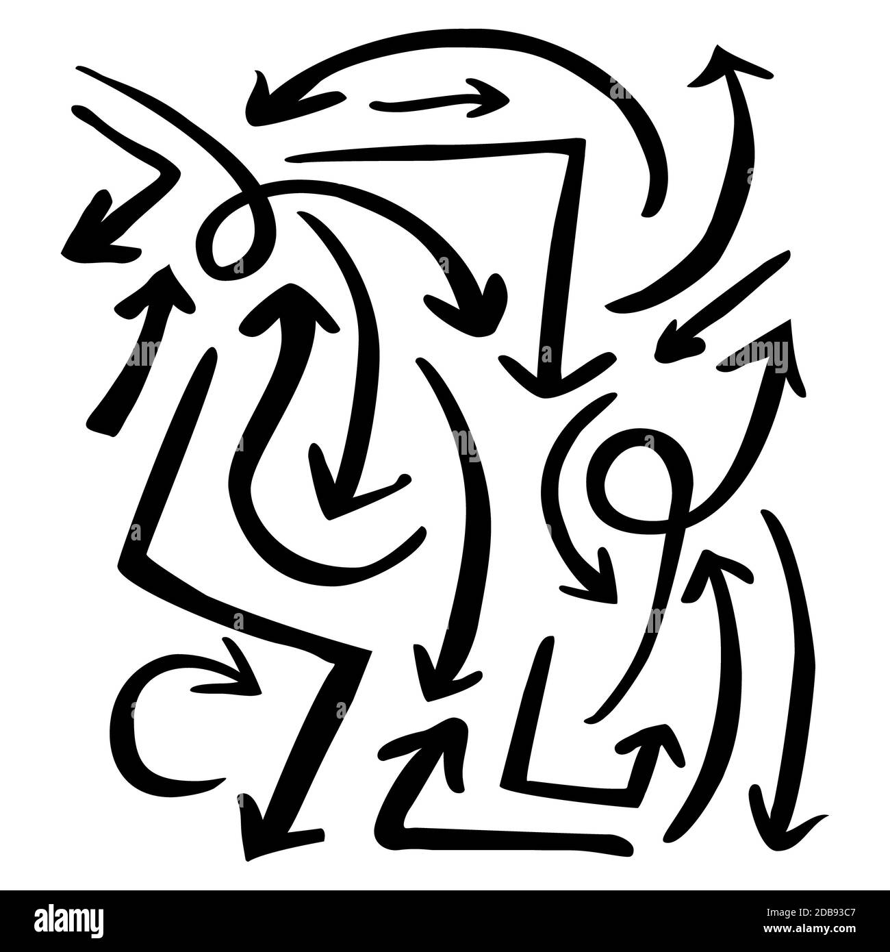 set of black ink doodle arrows Stock Photo - Alamy