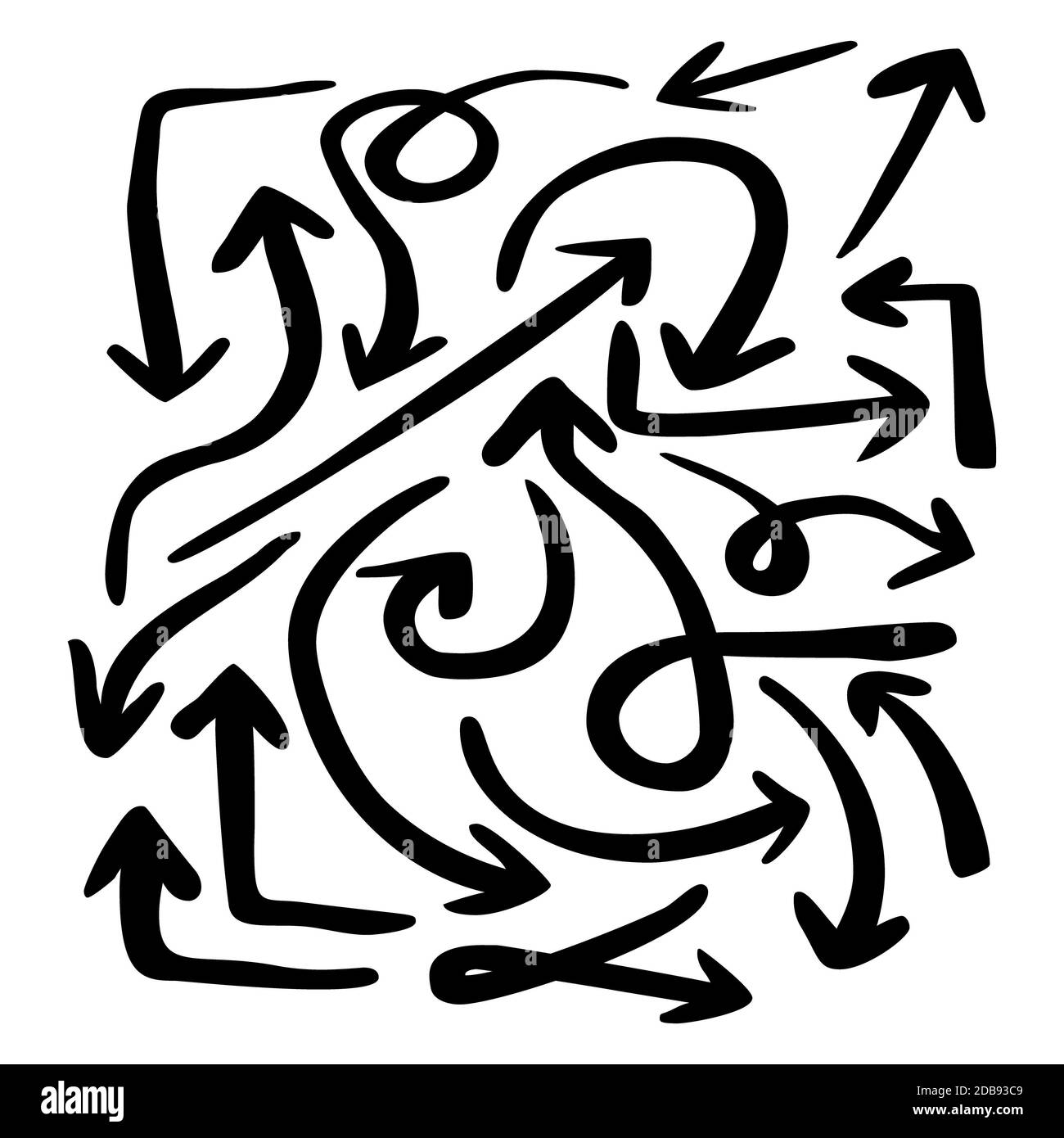 set of black ink doodle arrows Stock Photo - Alamy