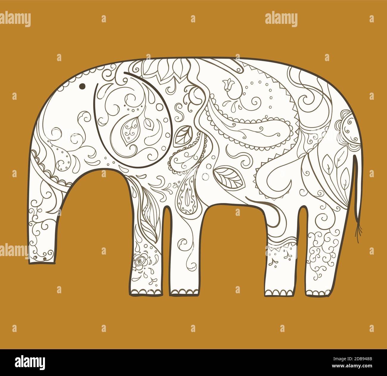 Vector hand drawn elephant with floral pattern Stock Vector Image & Art ...