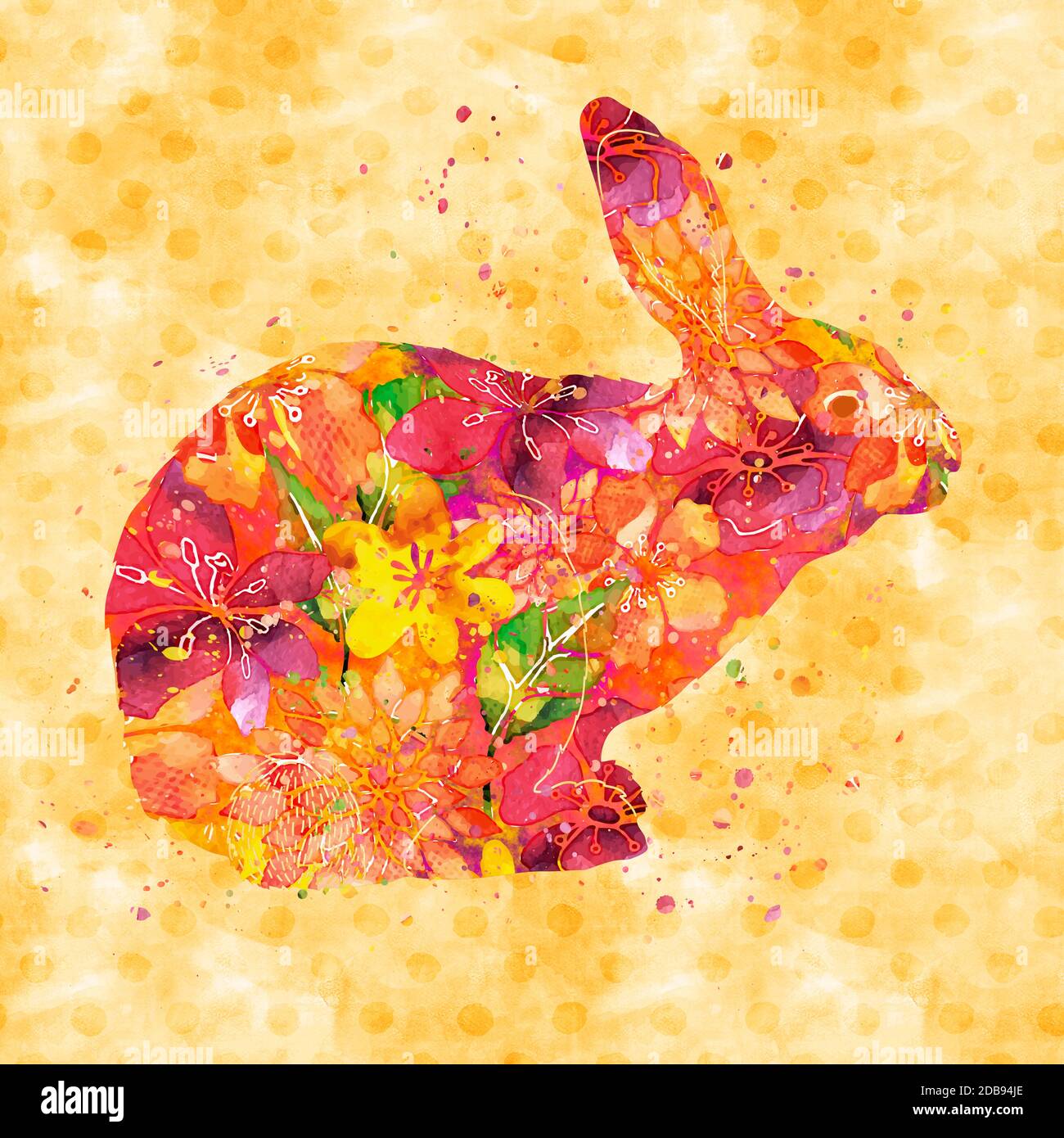 digital created easter bunny design with flower pattern, all used ...