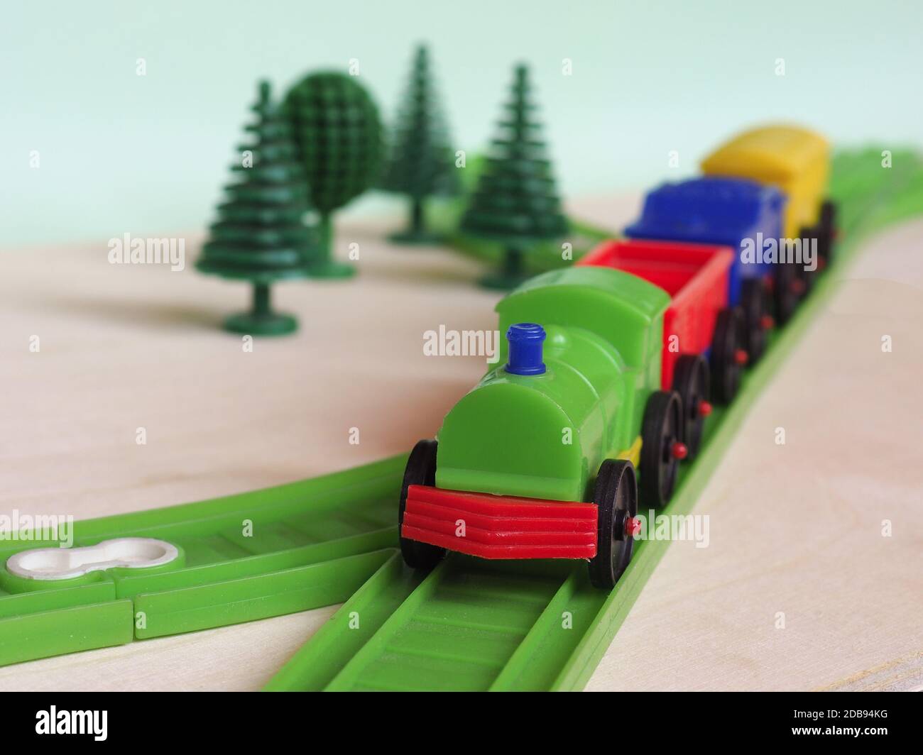 plastic scale model toy train and railway, selective focus Stock Photo ...
