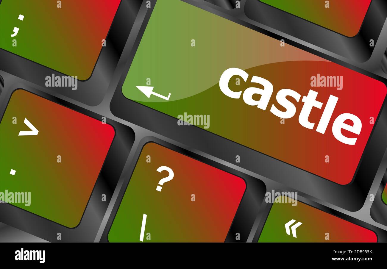 Modern computer keyboards enter keys with castle word Stock Photo - Alamy