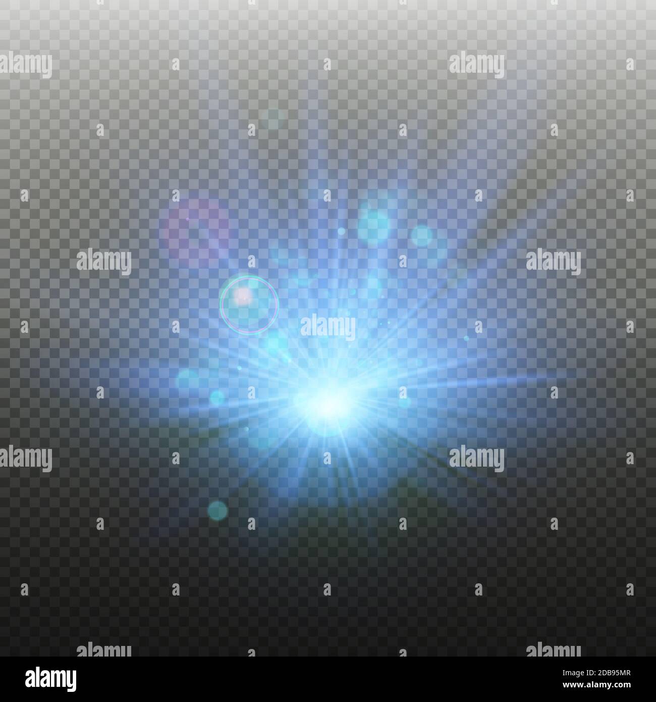 Blue Rays rising on dark transparent background. Product advertising ...
