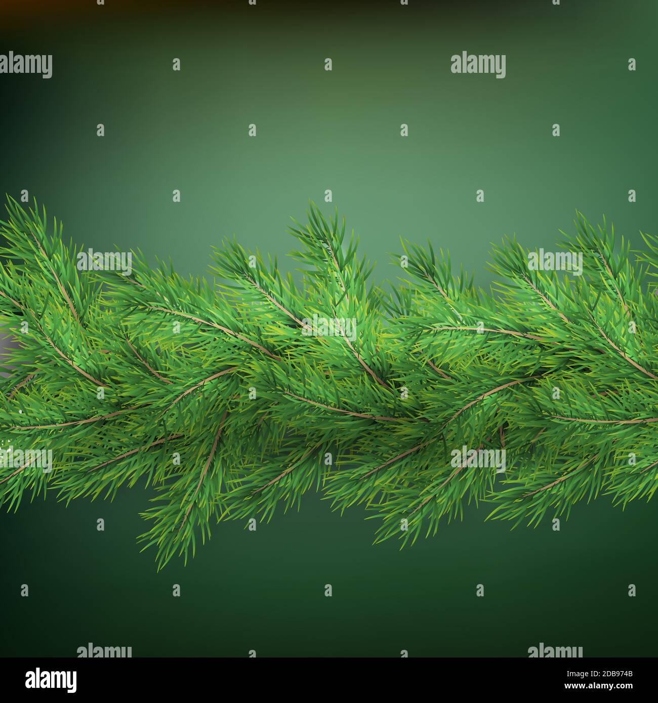 Christmas holiday border with realistic fir tree branches decorations ...