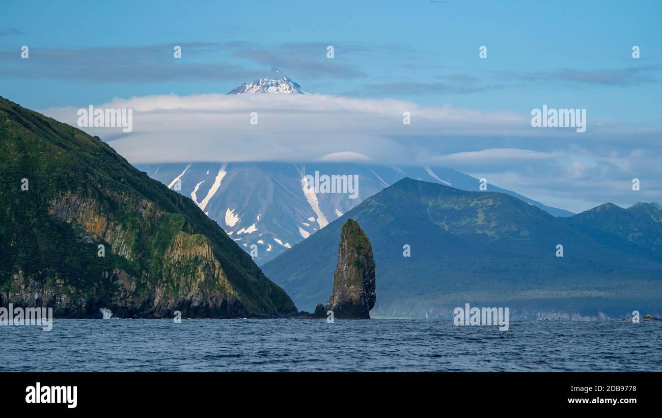 Volcano across Bering Sea, Kamchatka Peninsula, Russia Stock Photo - Alamy
