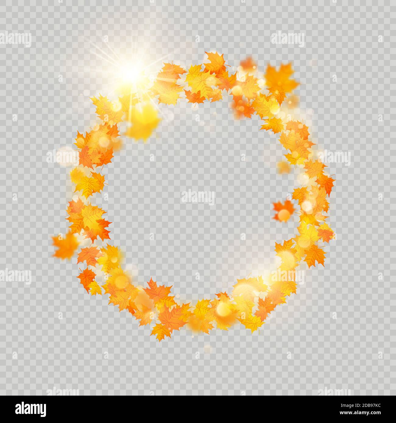 Fall maple leaves frame with delicate sun for decoration. Autumn leaves ...