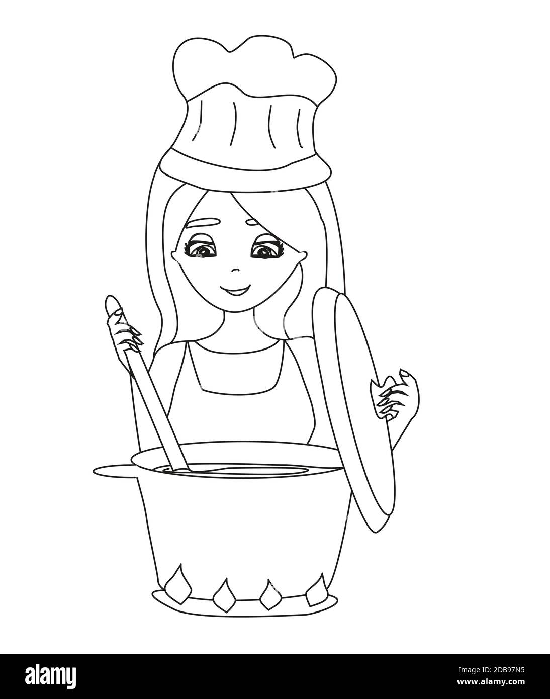 Girl Cooking Clipart Black And White