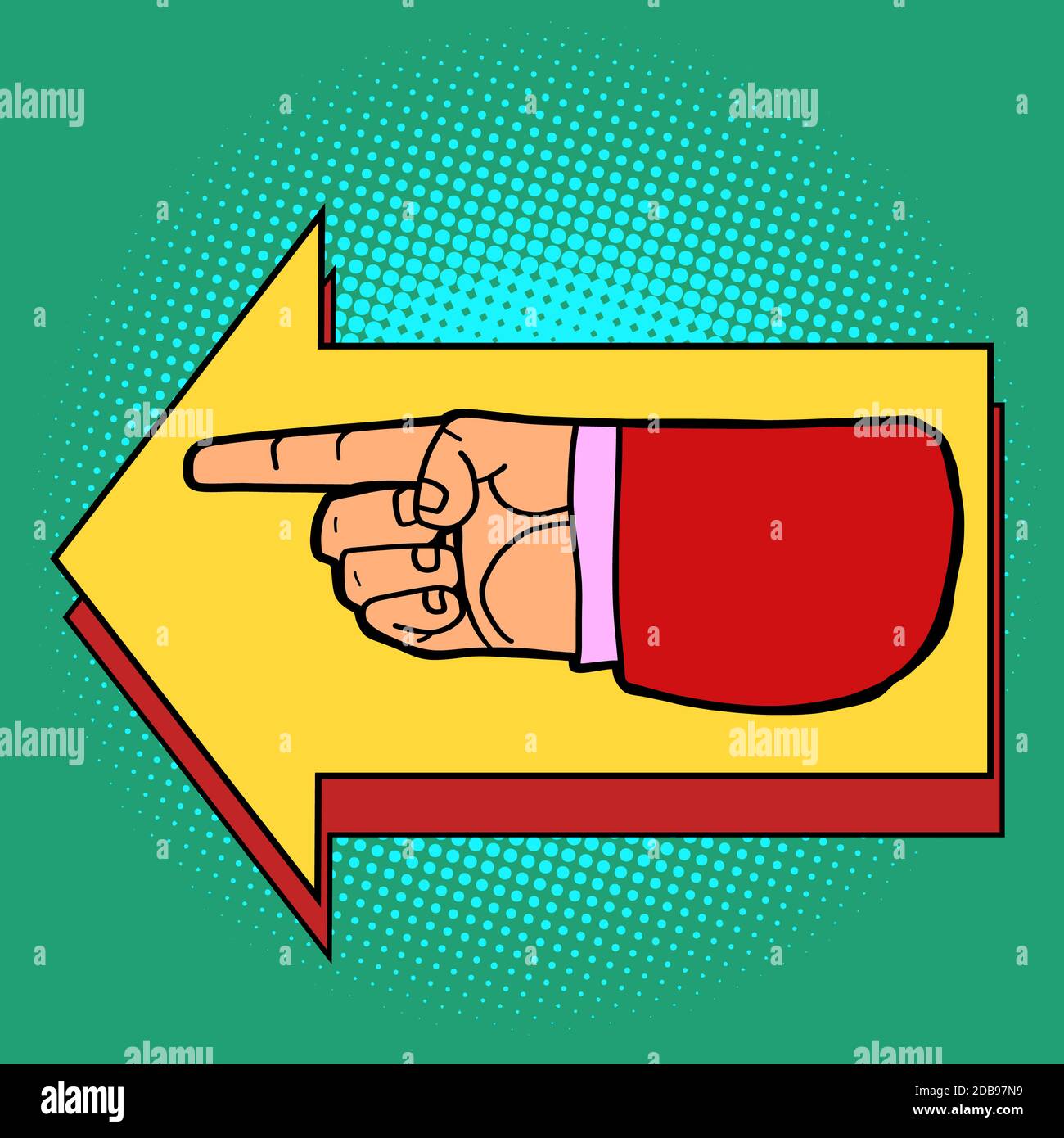 hand pointer direction route. Comics caricature pop art retro ...