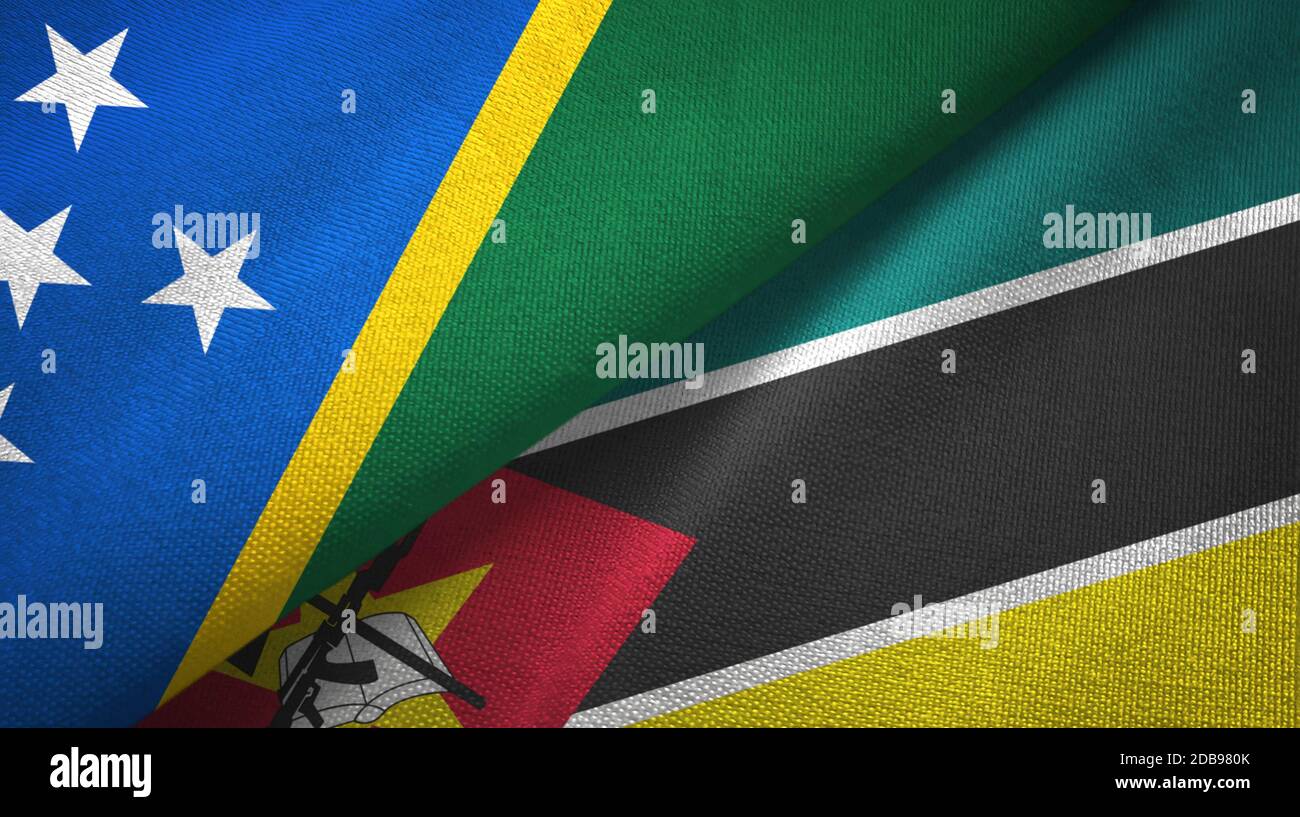 Solomon Island and Mozambique two flags textile cloth, fabric texture ...