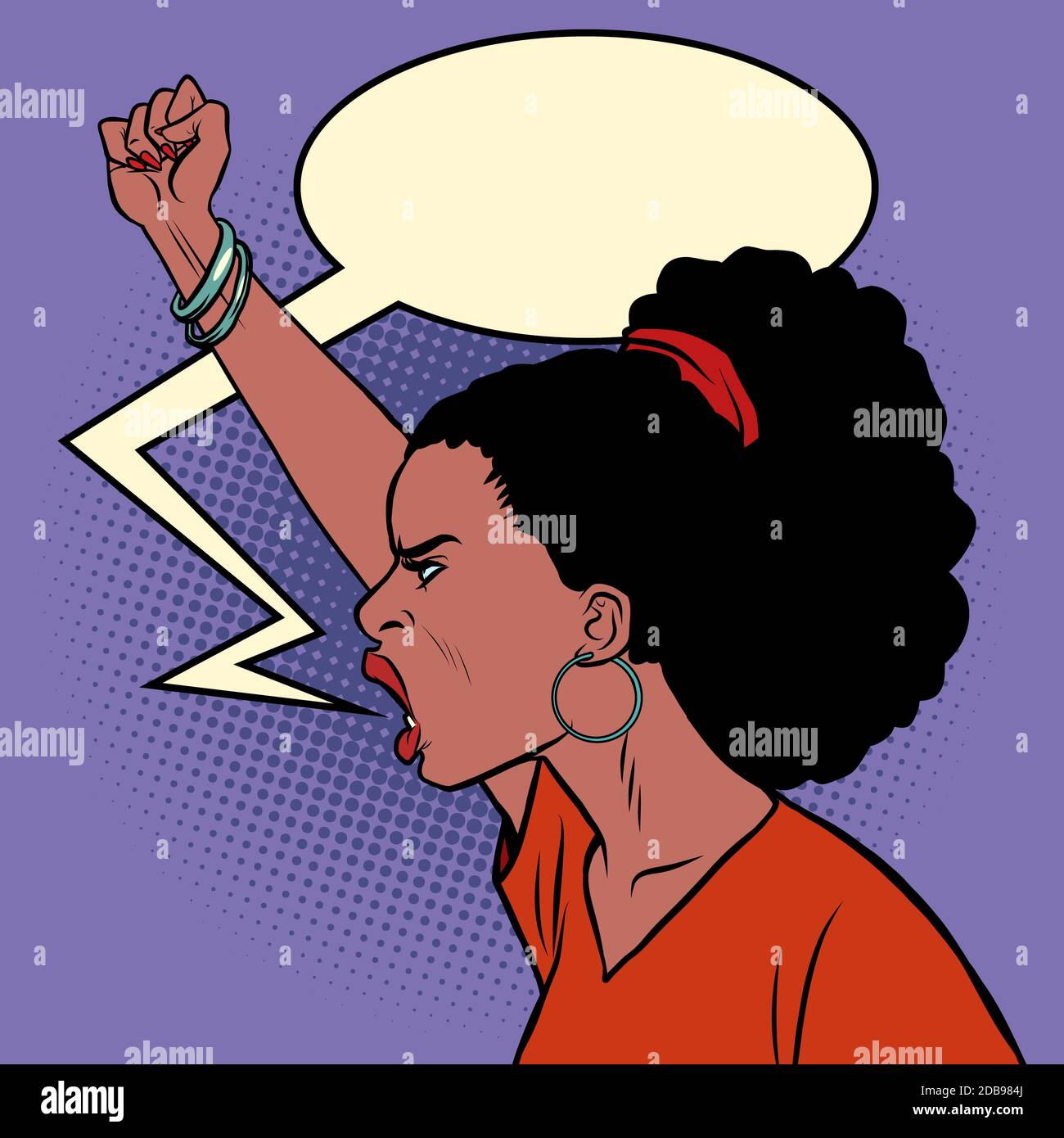 African woman protest. Comics caricature pop art retro illustration ...