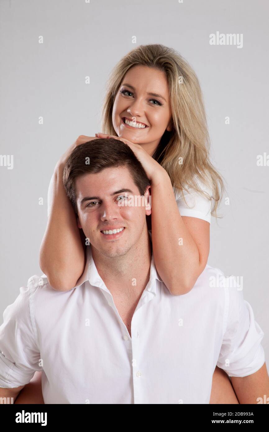 Happy romantic couple with smiles Stock Photo - Alamy