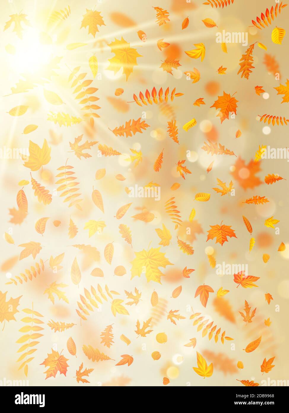 Beautiful autumn background with maple autumn leaves and delicate sun ...