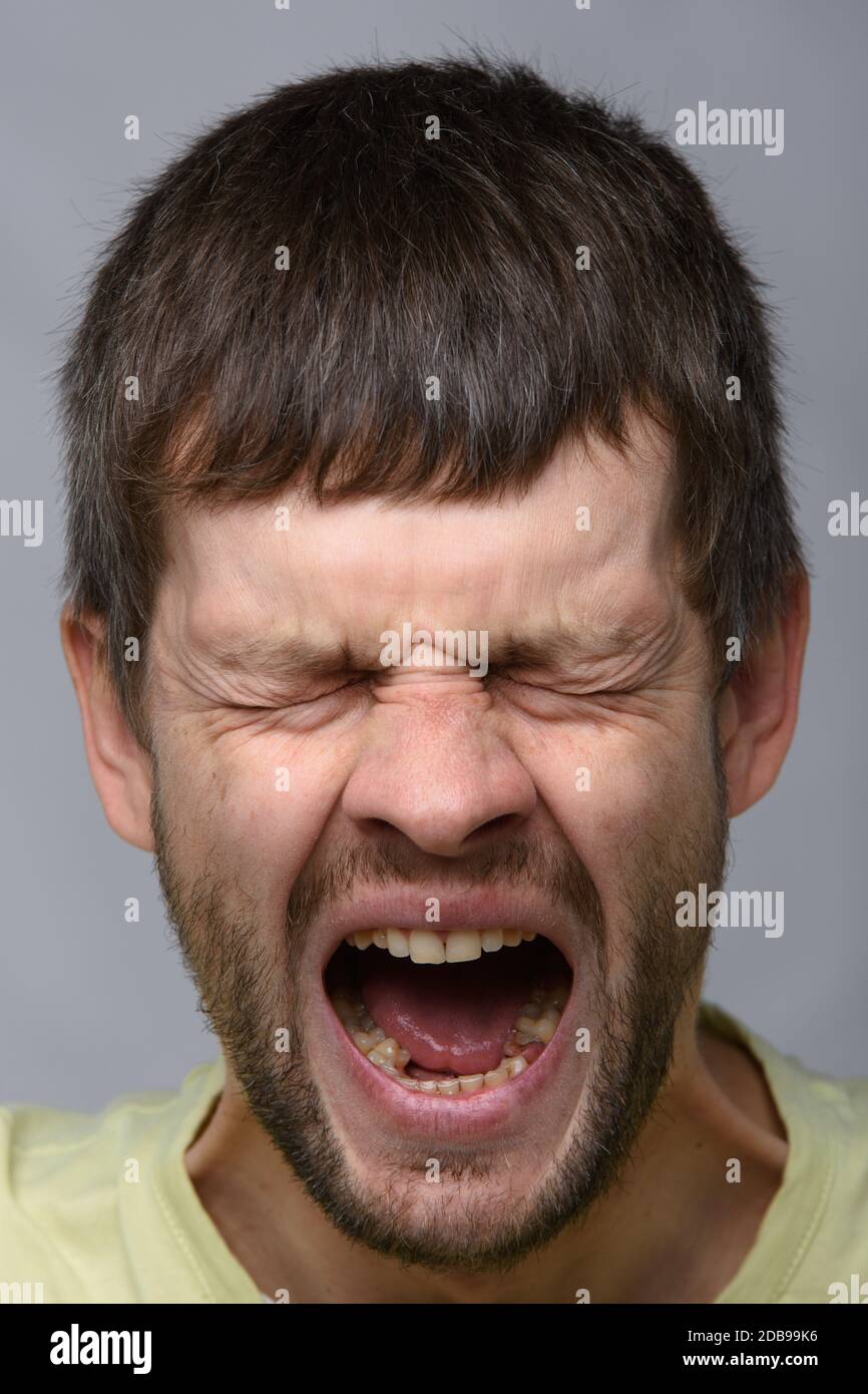 Yawning mouth open yelling hi-res stock photography and images - Alamy