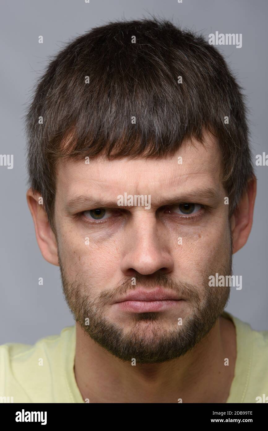 Closeup portrait of an evil man of European appearance Stock Photo - Alamy