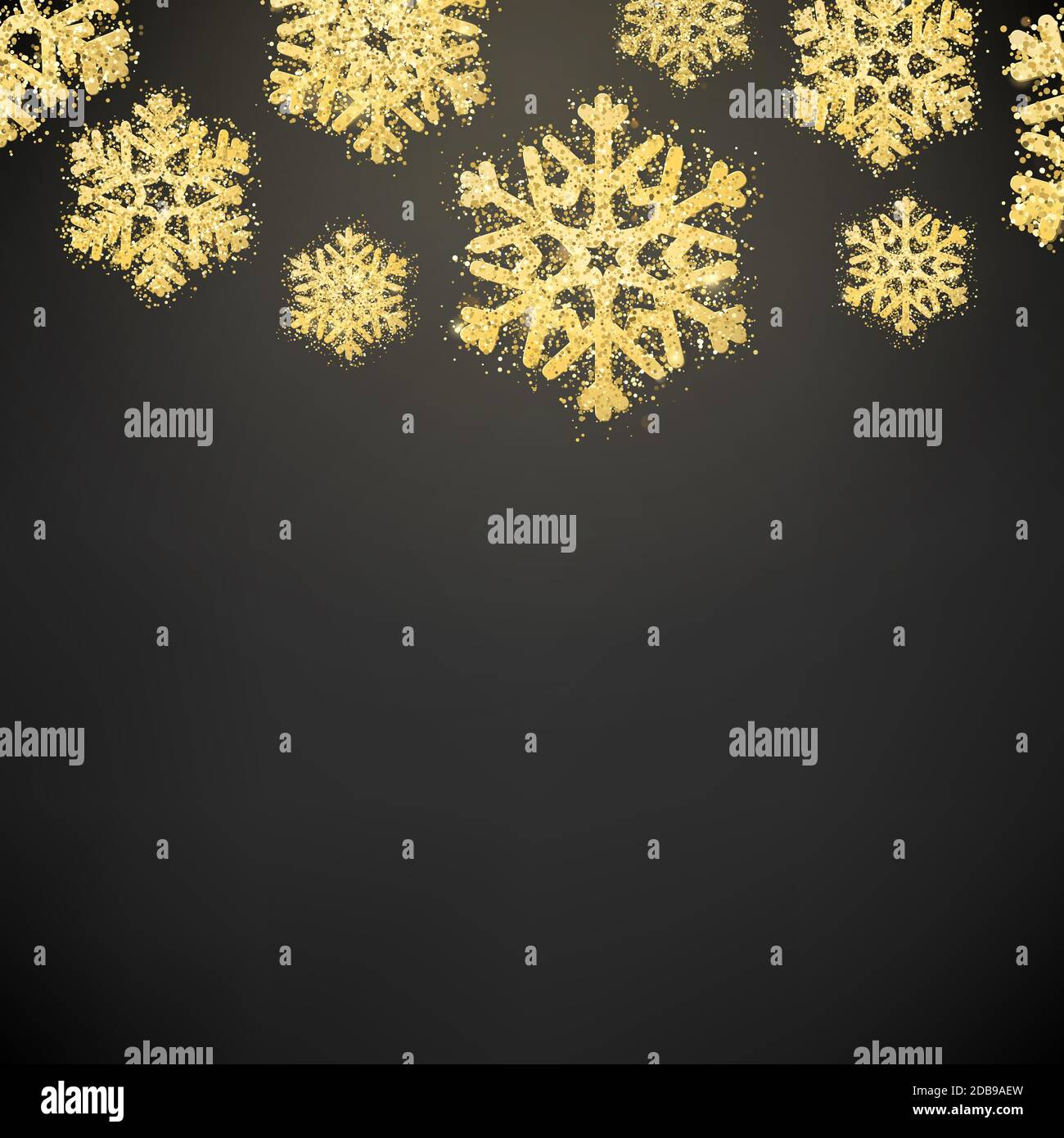 Sparkling glitter covered gold snowflake. Invitation happy New Year and ...