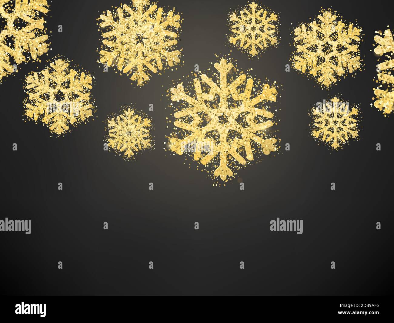 Sparkling glitter covered gold snowflake. Invitation happy New Year and ...