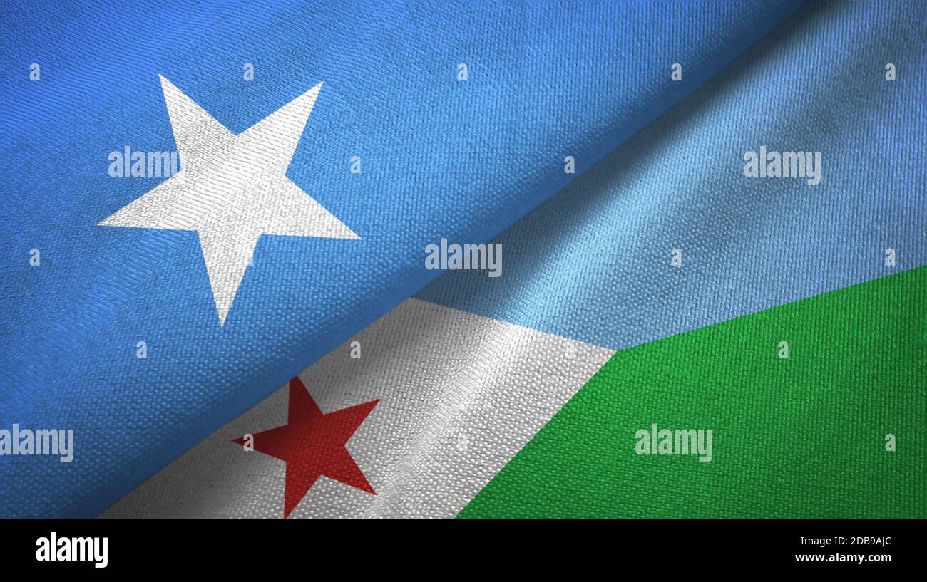 Somalia and Djibouti two flags textile cloth, fabric texture Stock ...