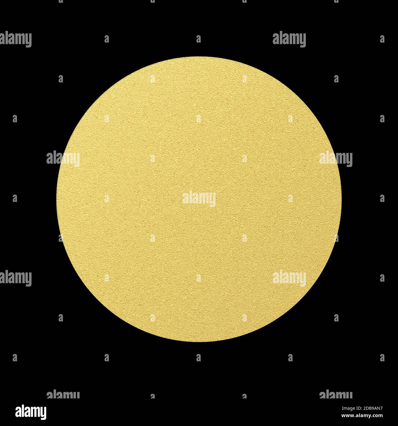 Golden round circle label with volume structure on black background ...