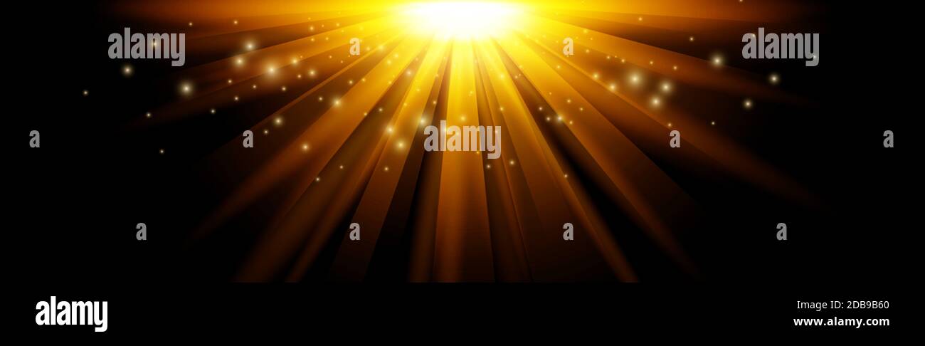 Bright blinding sun on a black background - Illustration Stock Photo ...