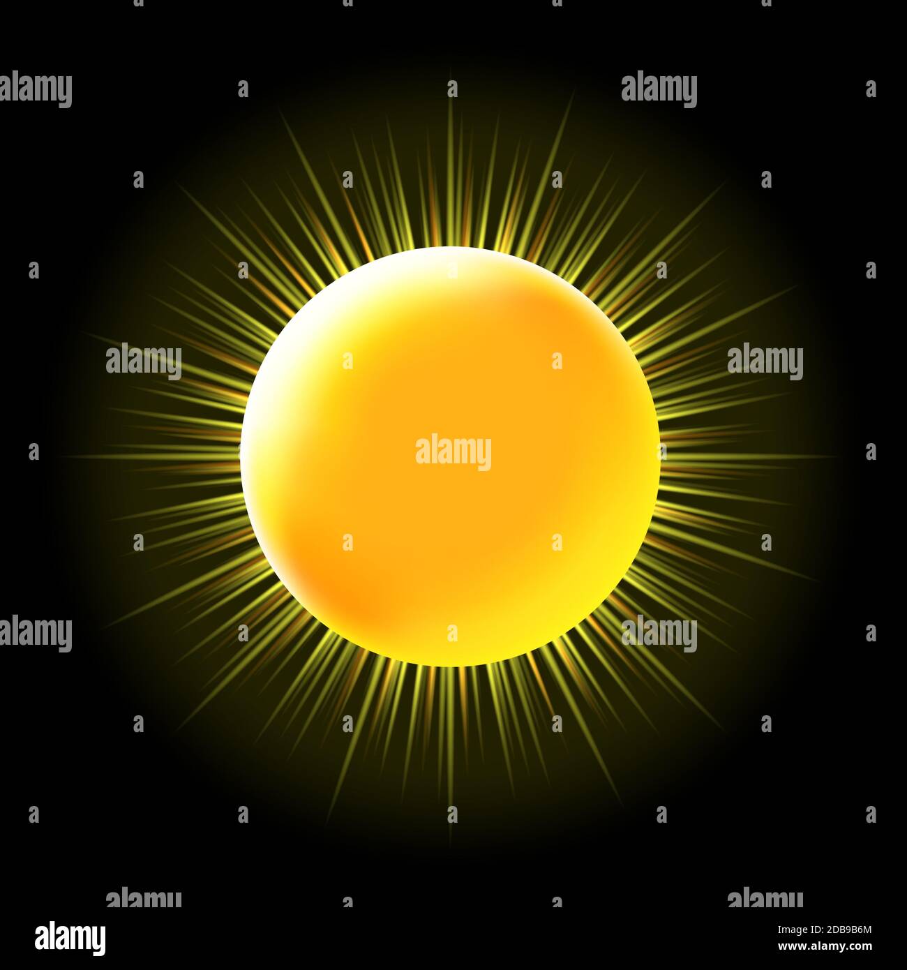 Bright blinding sun on a black background - Illustration Stock Photo ...
