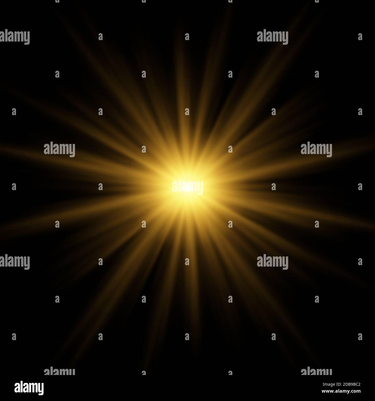 Bright blinding sun on a black background - Illustration Stock Photo ...