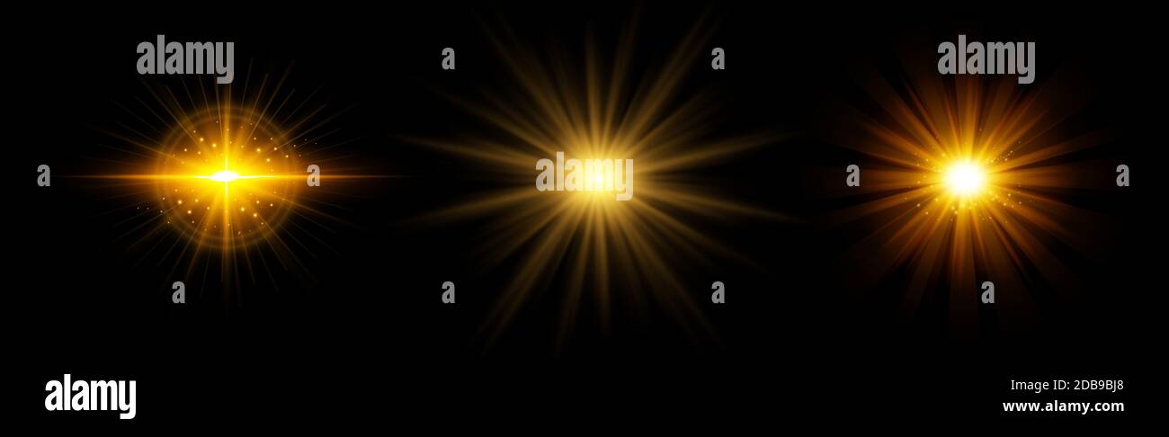 Bright blinding sun on a black background - Illustration Stock Photo ...