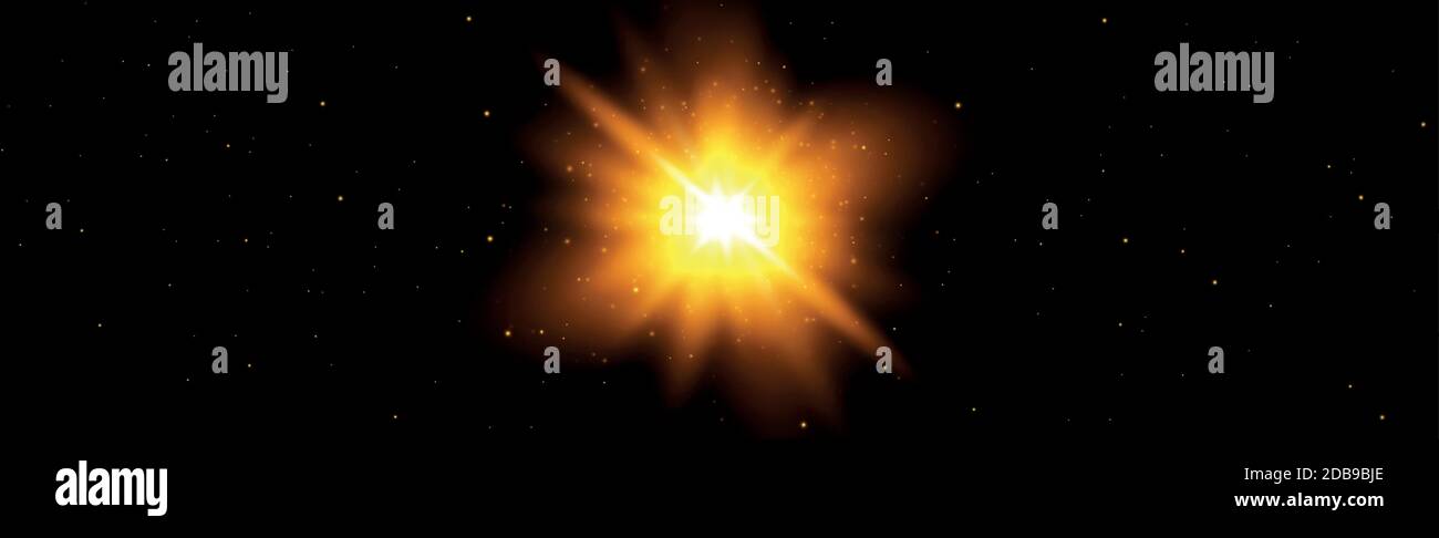 Bright blinding sun on a black background - Illustration Stock Vector ...