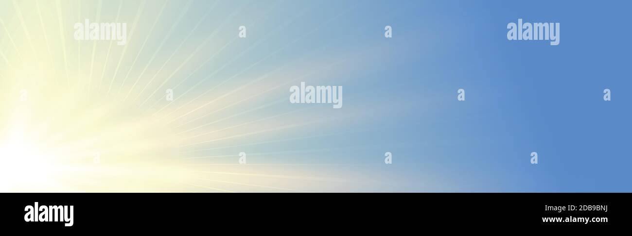 Bright blinding sun on a blue background - Illustration Stock Vector ...