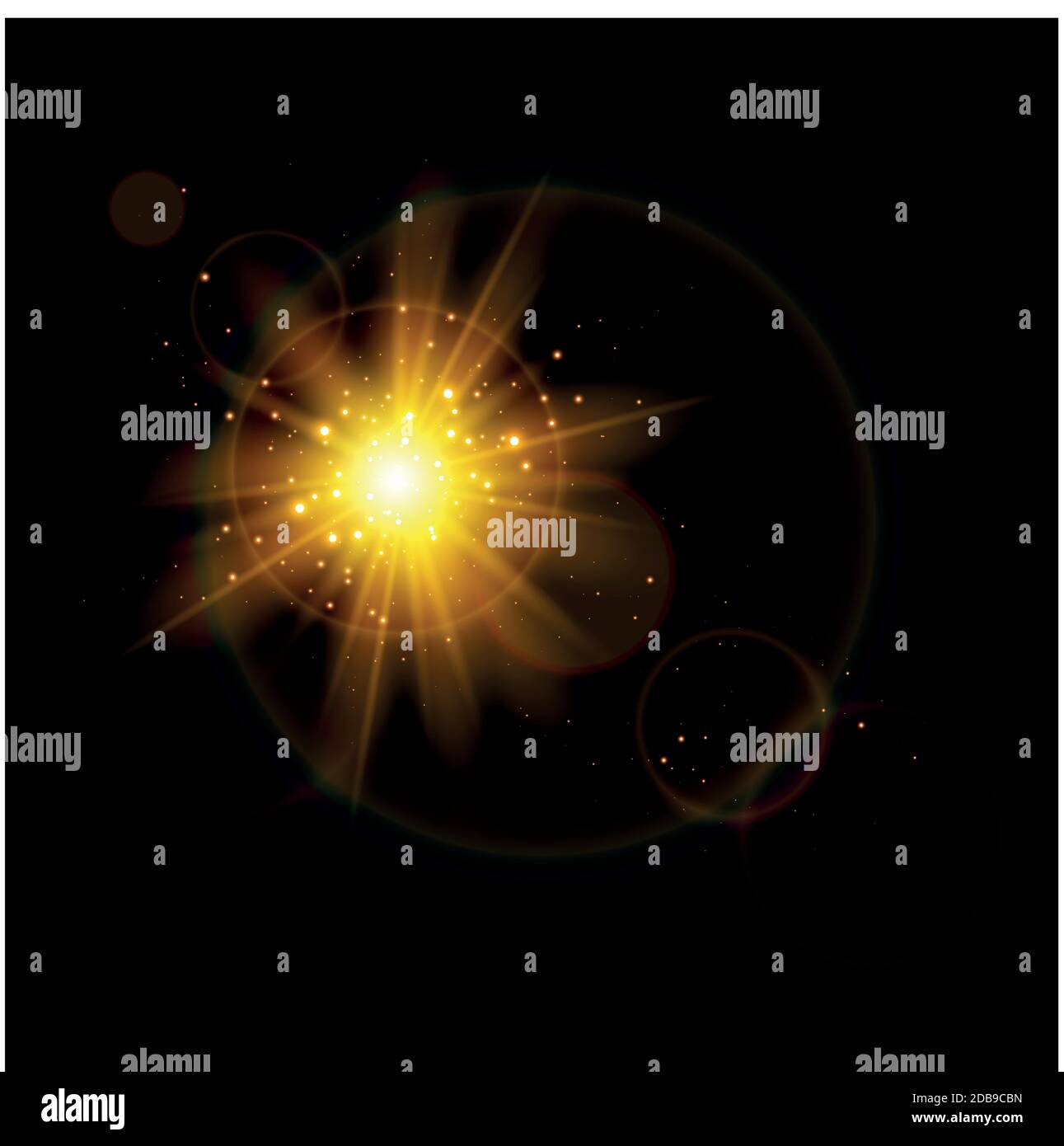 Bright blinding sun on a black background - Illustration Stock Vector ...