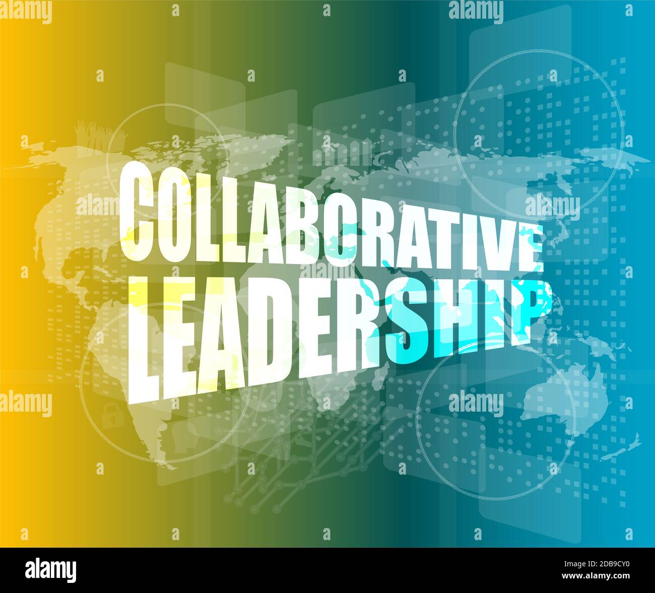 collaborative leadership review on touch screen, media communication on ...