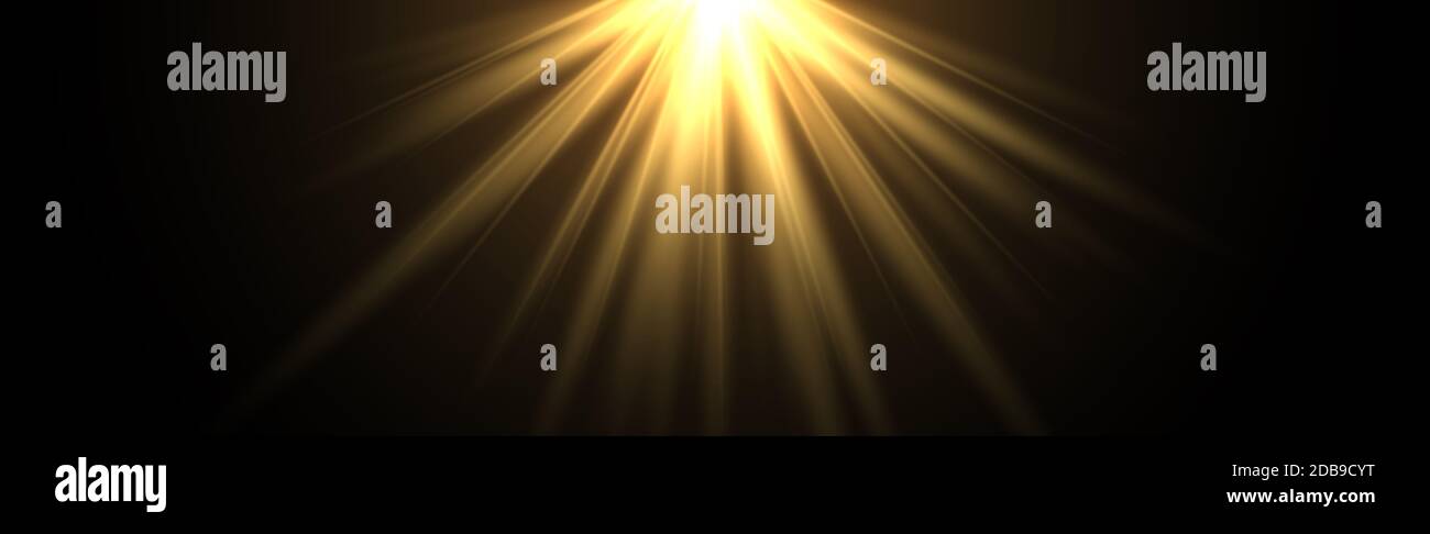 Bright blinding sun on a black background - Illustration Stock Photo ...