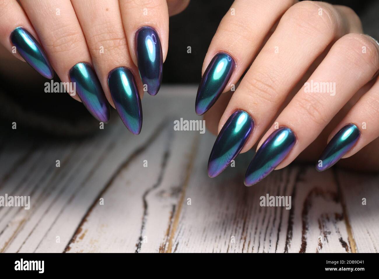 stylish design of manicure on long nails Stock Photo - Alamy