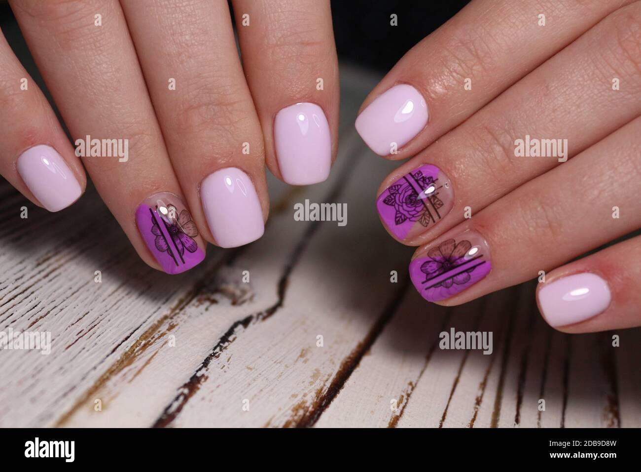 stylish design of manicure on long nails Stock Photo - Alamy