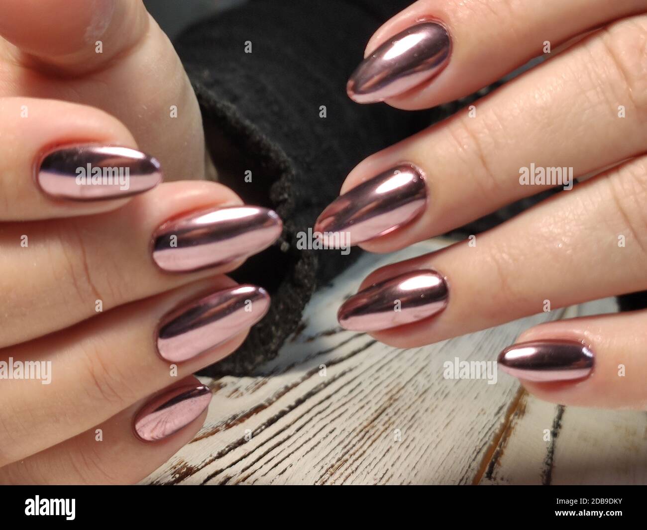 Hands Care. Hand With Pastel Nails In Sea Salt Stock Photo - Alamy