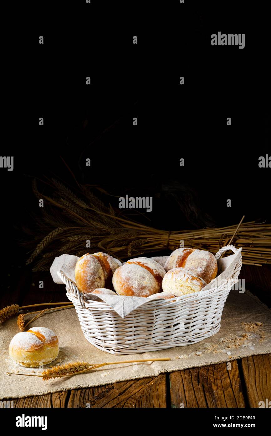 Homemade wheat rolls for breakfast Stock Photo - Alamy