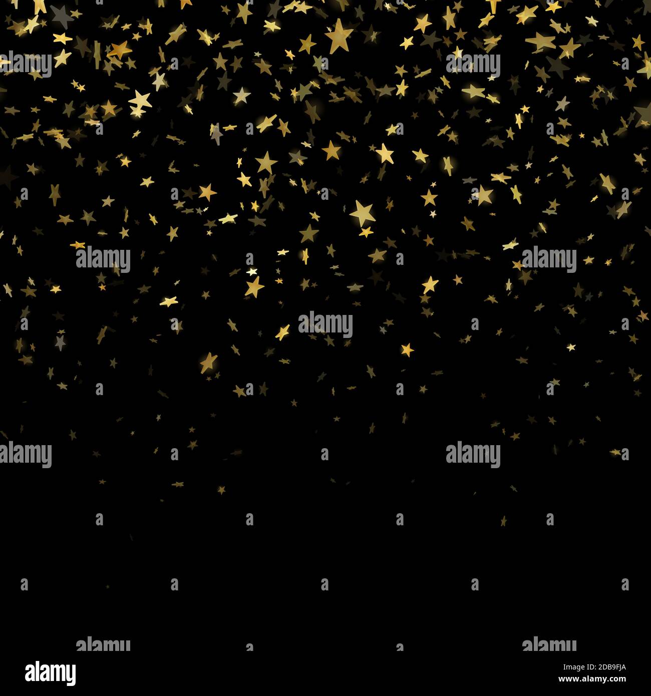 Gold star confetti rain festive pattern effect. Golden volume stars ...