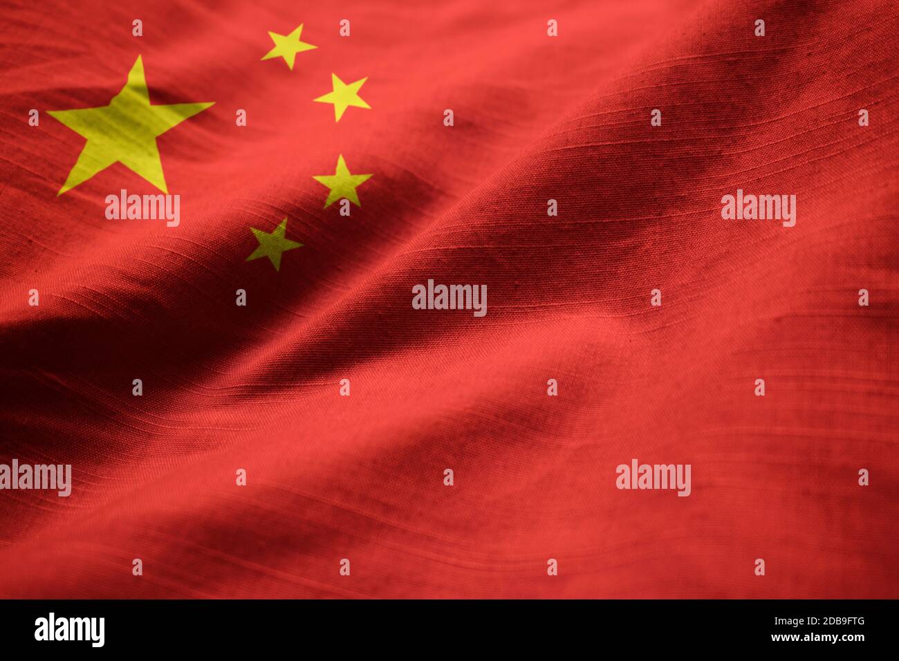 Closeup of Ruffled China Flag, China Flag Blowing in Wind Stock Photo ...