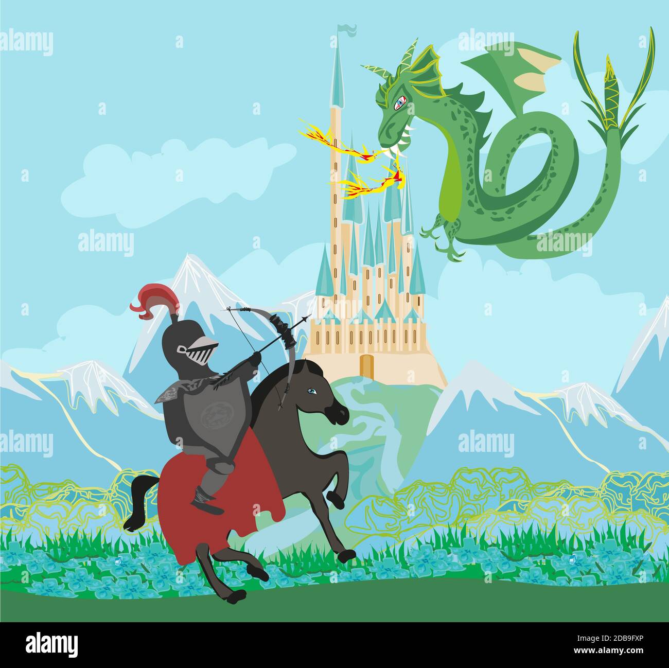 Dragon and knight fighting Stock Photo - Alamy