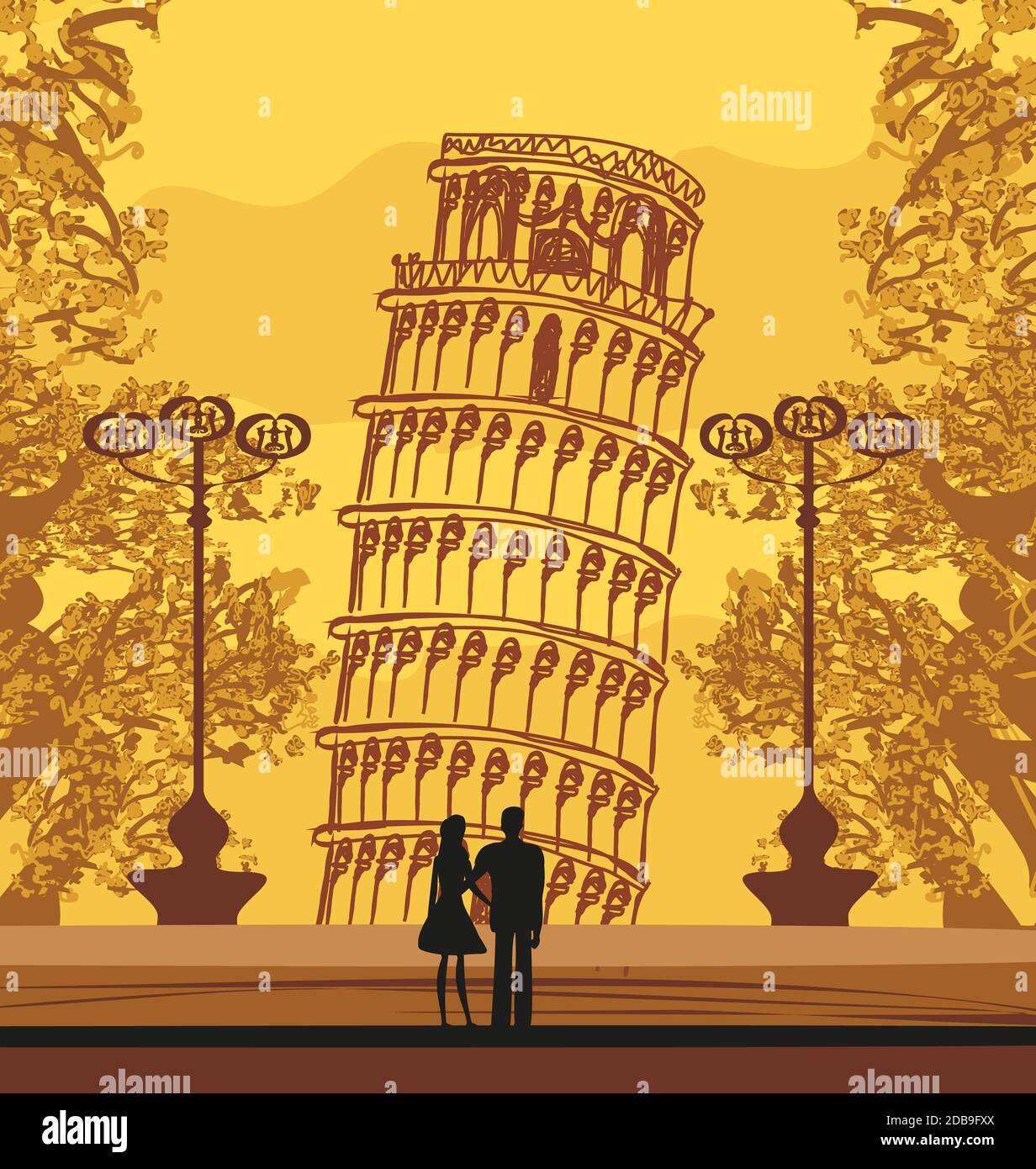 romantic couple of Tourists in Pisa Stock Photo - Alamy