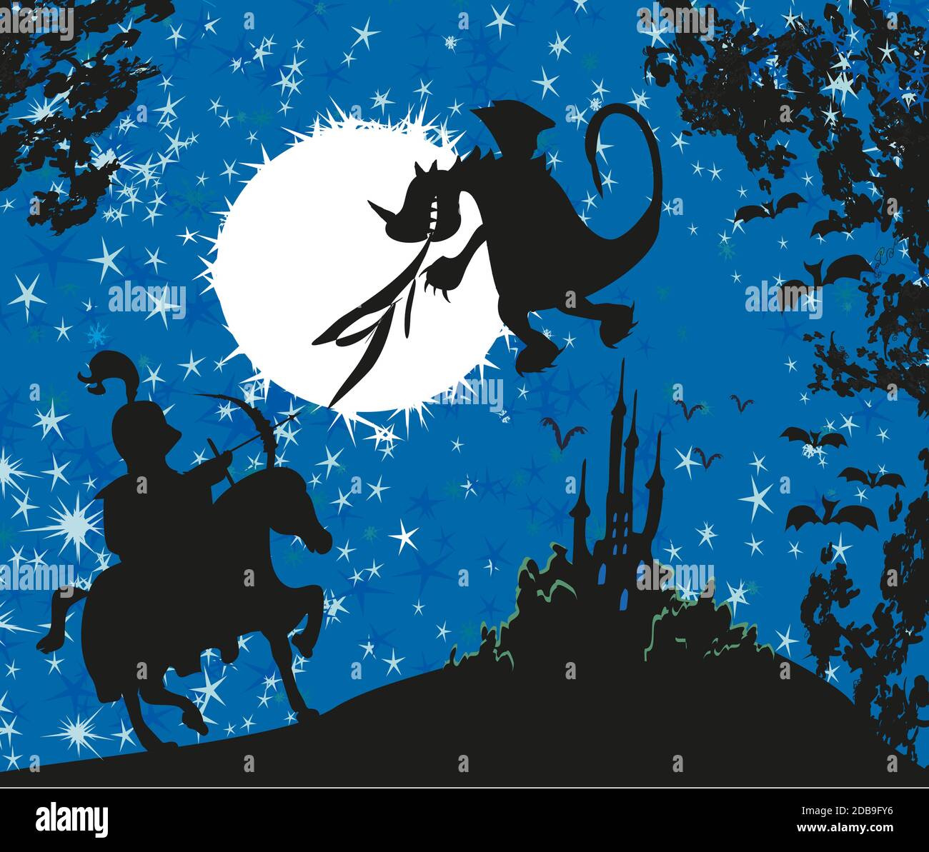 Dragon and knight fighting Stock Photo - Alamy