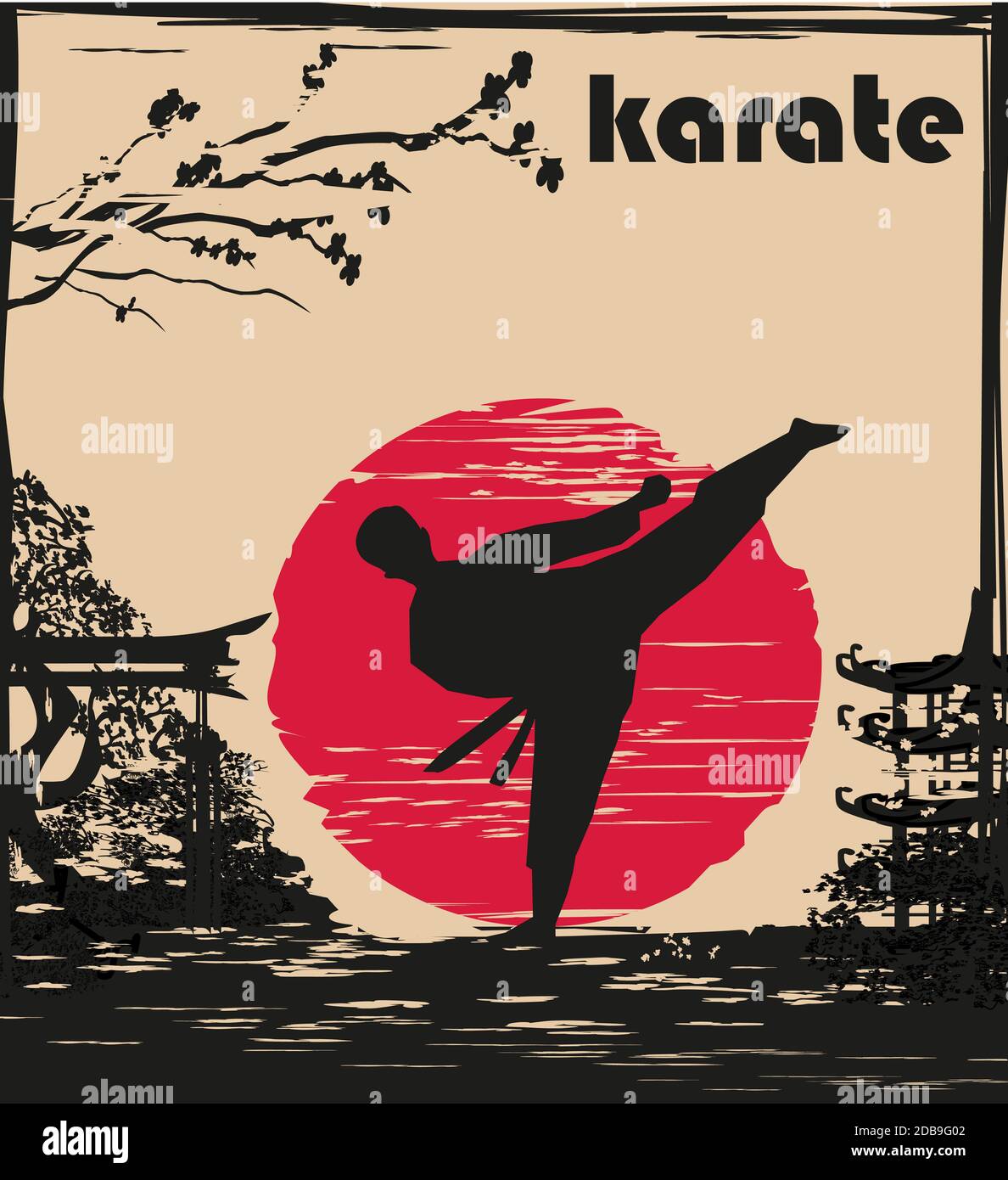Creative abstract illustration of karate fighter Stock Photo - Alamy
