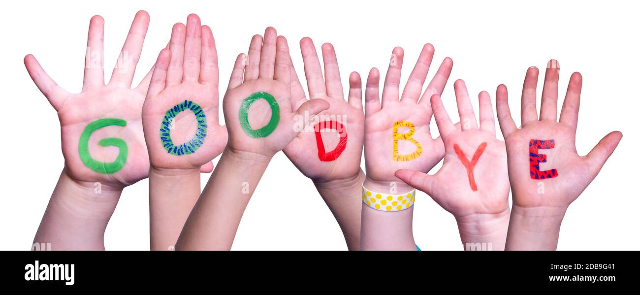 Children Hands Building Colorful Word Goodbye. White Isolated ...