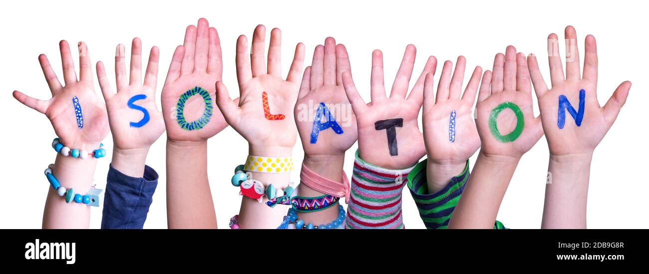 Kids Hands Holding Colorful English Word Isolation. White Isolated ...