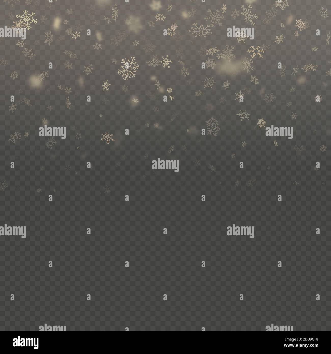Falling snow flake golden overlay effect teplate isolated on ...